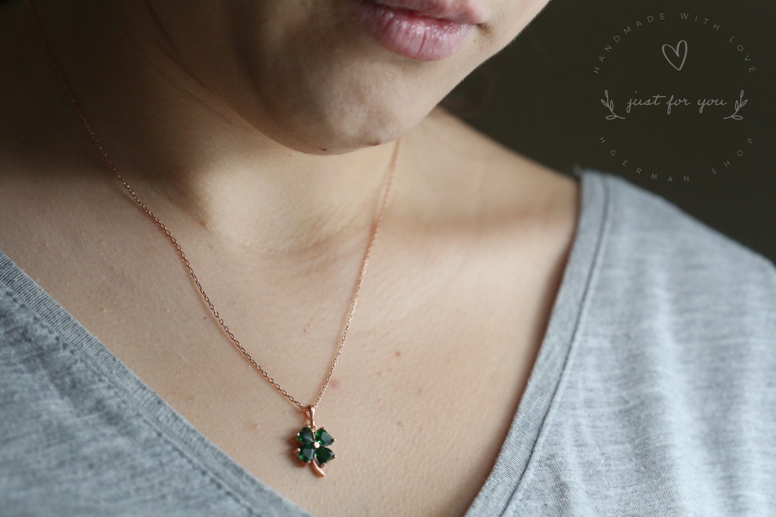 Emerald Four Leaf Clover Silver Necklace Handmade Jewelry - Etsy