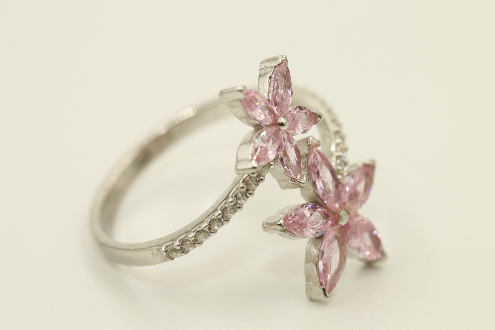 Pink Flower Silver Ring - Etsy