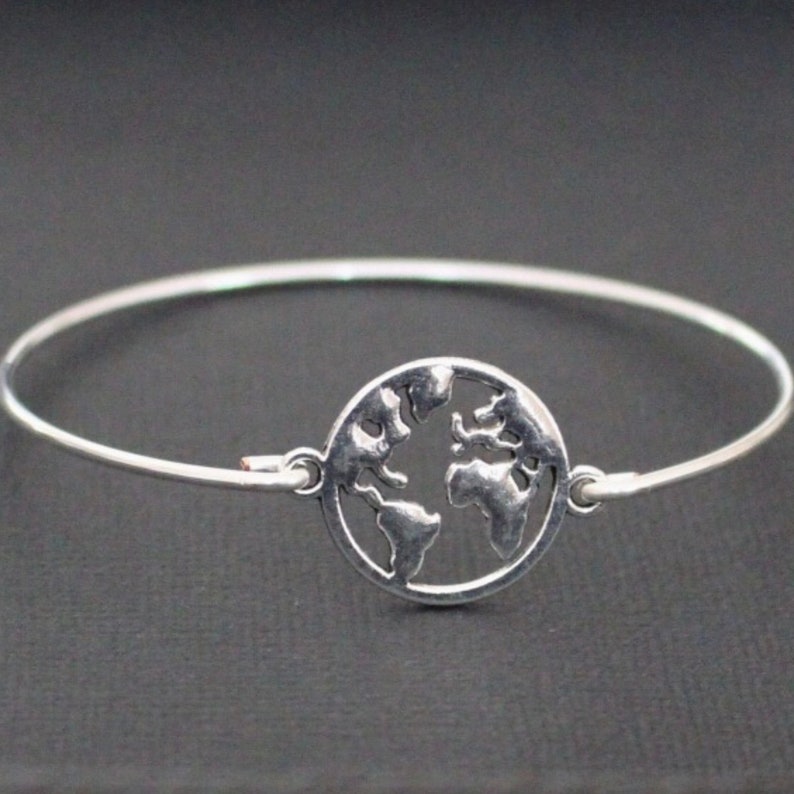 World Map Bracelet, Silver Globe Bracelet, Personalized Map of the ...