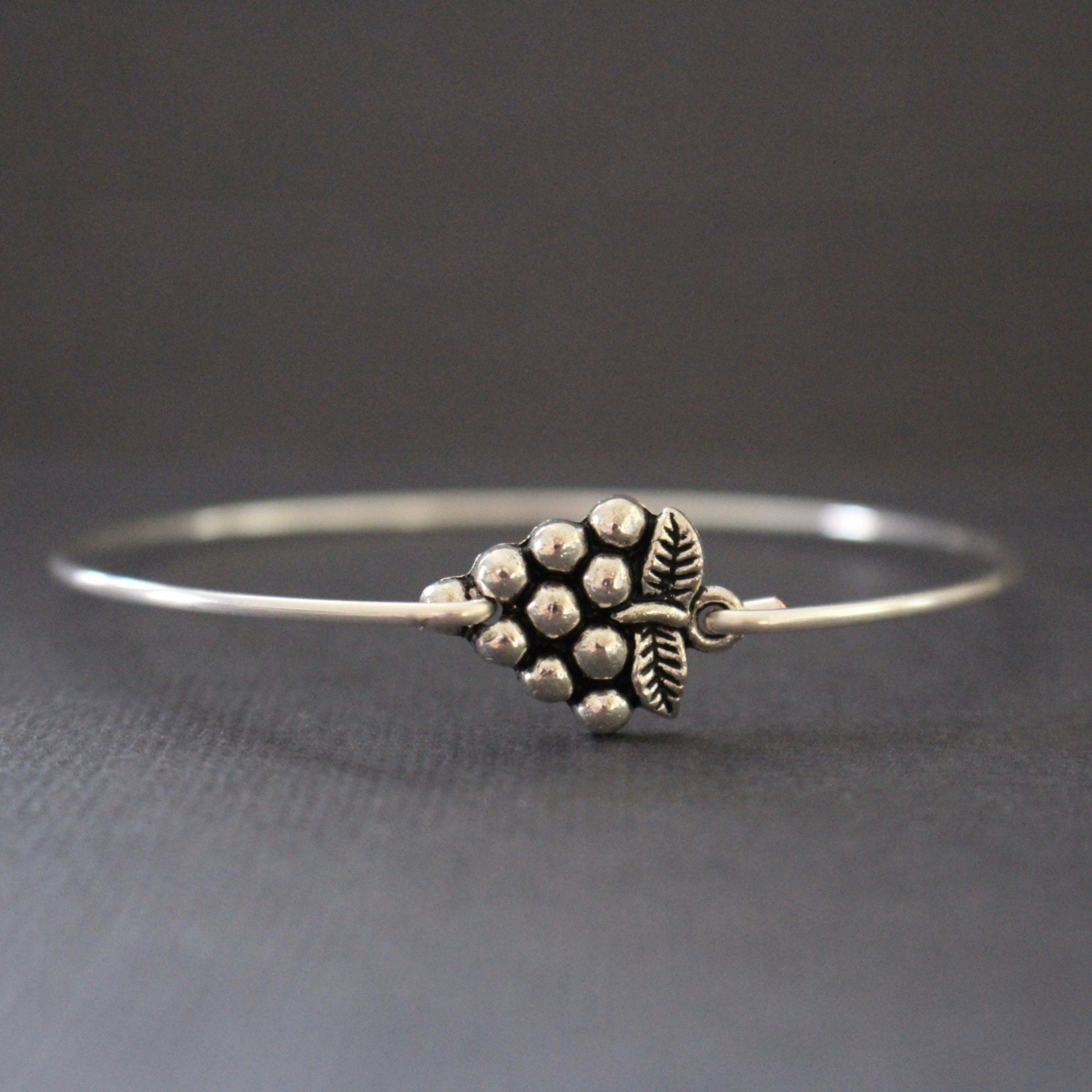 Grape Bangle, Grape Bracelet, Grape Charm Jewelry, Wine Lover Gift for ...