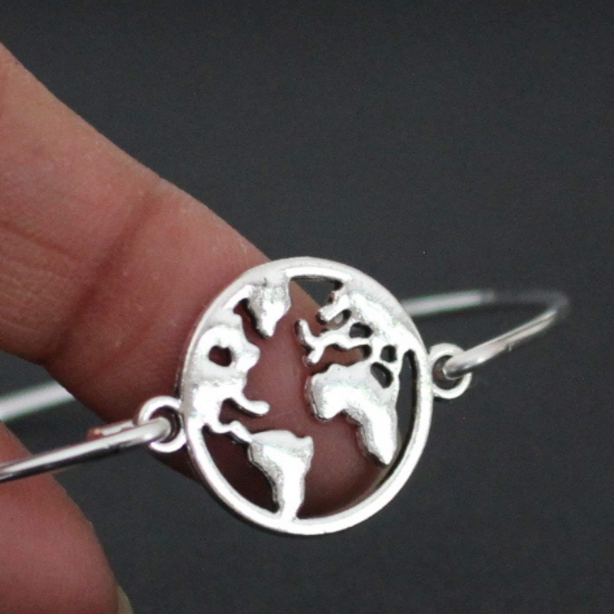 World Map Bracelet, Silver Globe Bracelet, Personalized Map of the ...