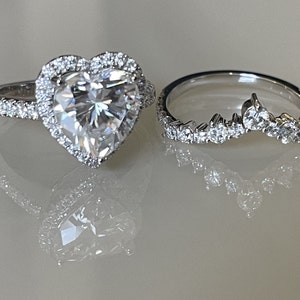 Heart Shaped Moissanite Engagement Ring Set, Moissanite Wedding Set ...