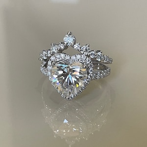 Heart Shaped Moissanite Engagement Ring Set, Moissanite Wedding Set ...