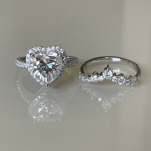 Heart Shaped Moissanite Engagement Ring Set, Moissanite Wedding Set ...