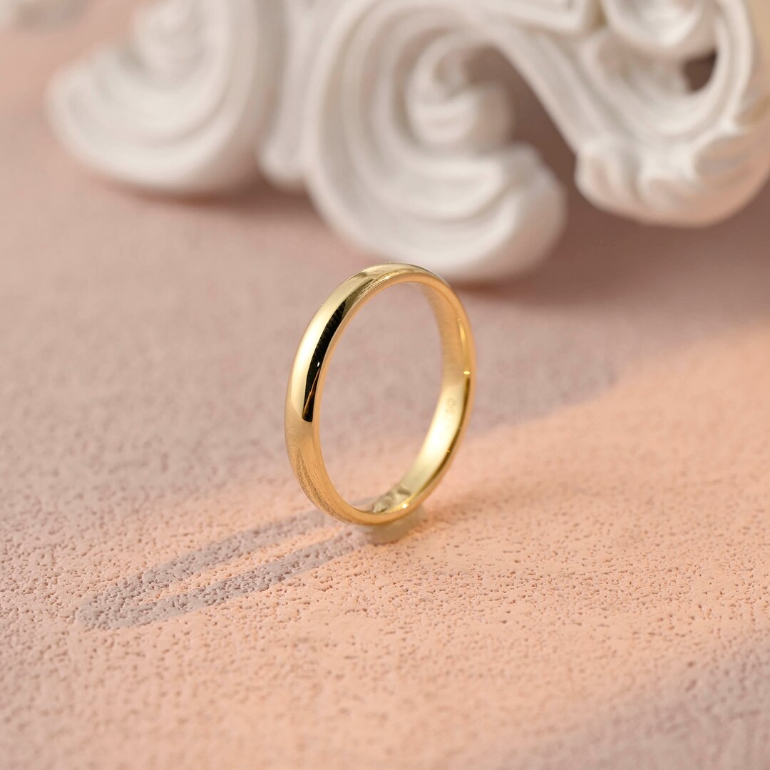 3mm Width Wedding Band, Women&men Wedding Band, Solitaire Plain Wedding ...