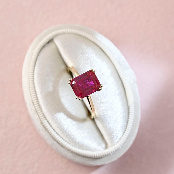 Emerald Cut Ruby Ring - Etsy