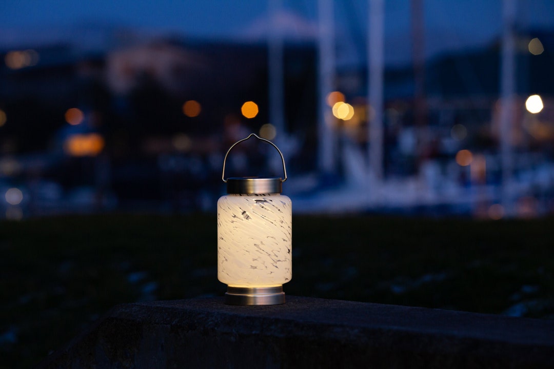Handblown Glass Solar Lantern Boaters Cylinder 7″ H X 4.25″ W - Etsy
