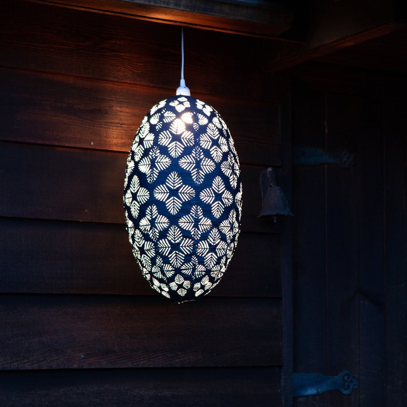 Indoor/outdoor Tyvek® Fabric Pendant Lamp 22″ - Soji Stella Nova Geo ...