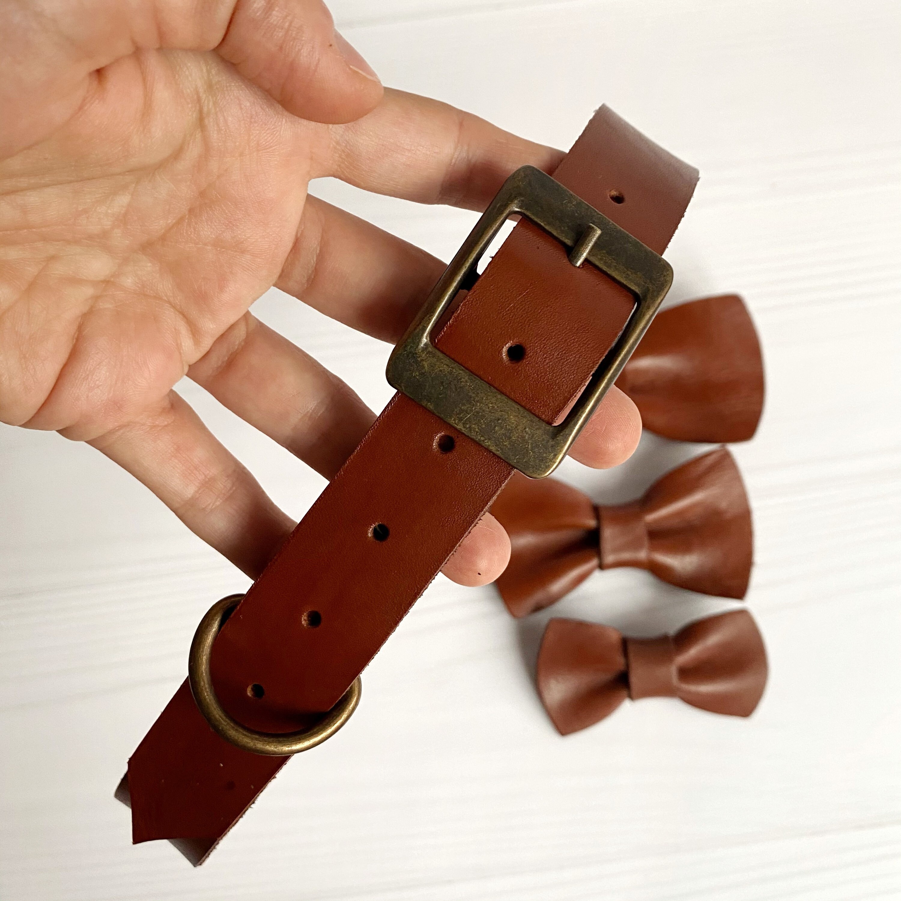 Leather Dog Collar With Bow Tie Wedding Extra Large Dog Bow Tie - Etsy