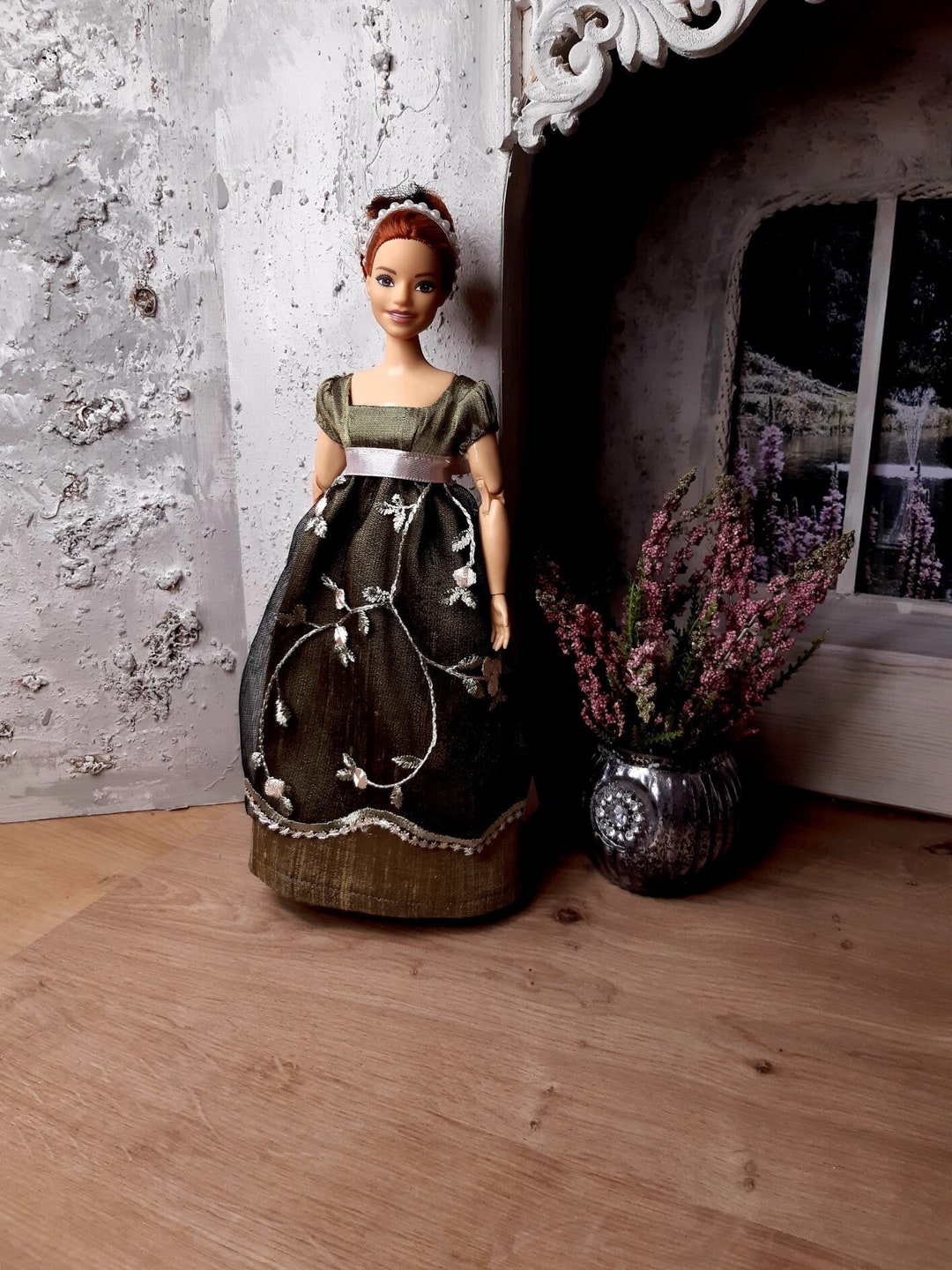 Regency-kleid Für Curvy Und Original Barbie Mit Elegantem Haarschmuck ...