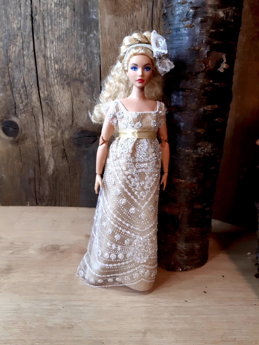 Regency Dress for Curvy and Original Barbie With Elegant Hair - Etsy