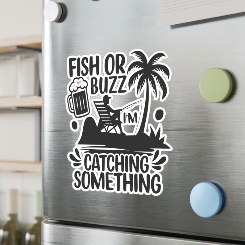 Fish or Buzz Sticker, Fishing Lover, Funny Fisherman, Retro Fishing ...