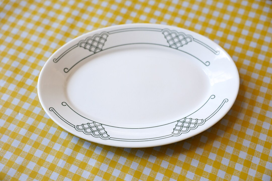 MCM Art Deco Oval Platter, Homer Laughlin, Hunter Green - Etsy