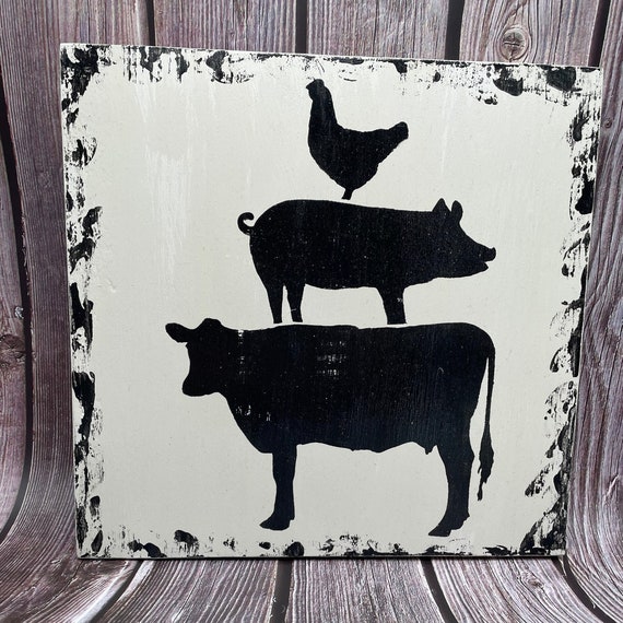 Stacked Farmhouse Animals Stacked Cow Pig and Rooster | Etsy