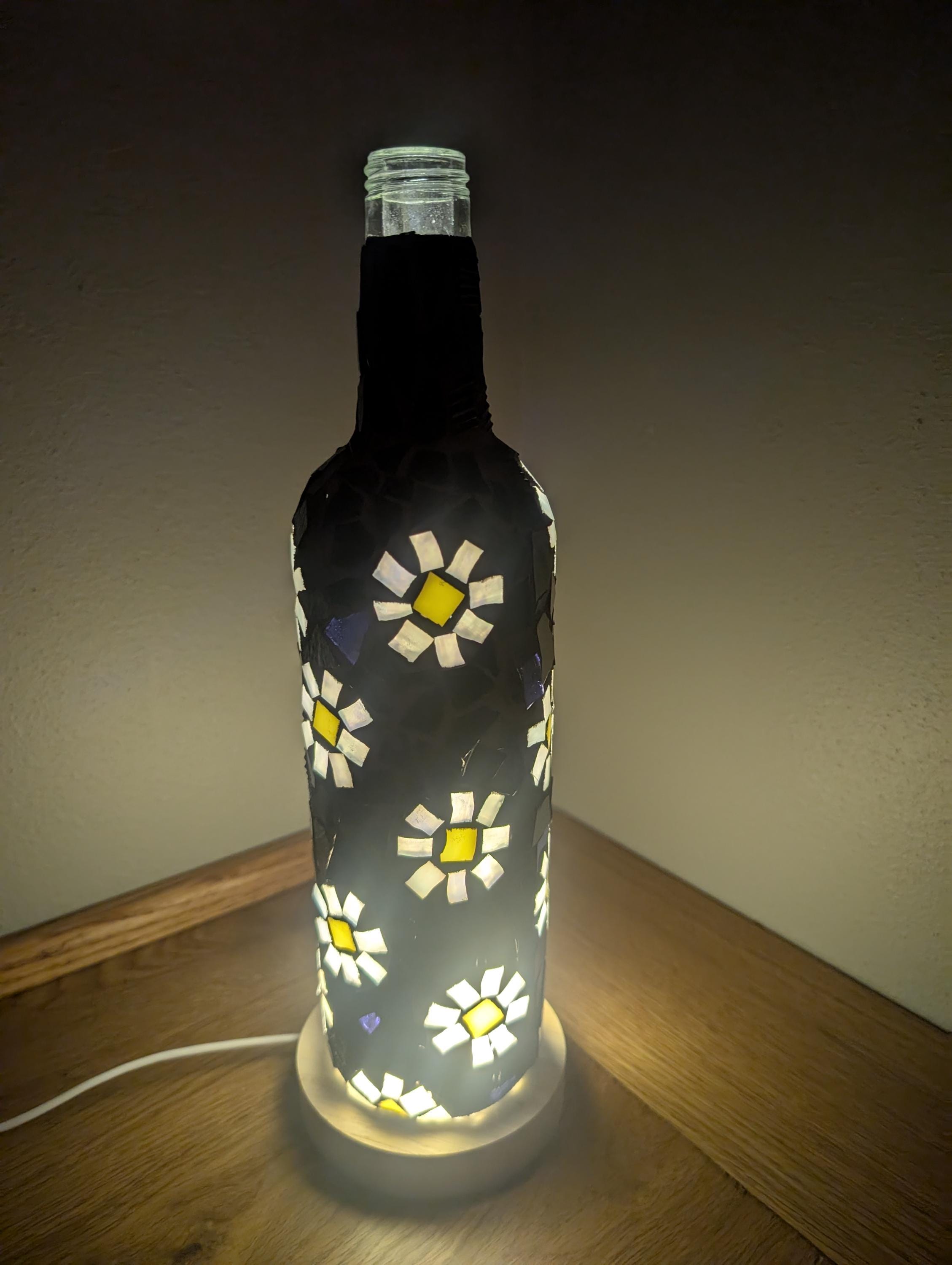 Mosaic Stained Glass Bottle Lamp - Etsy