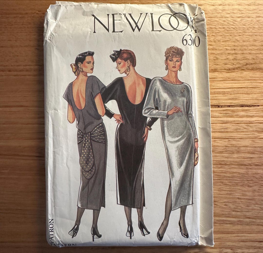 1980's Vintage Dress Pattern * Bateau (boat) Neckline * Back Tie * New ...