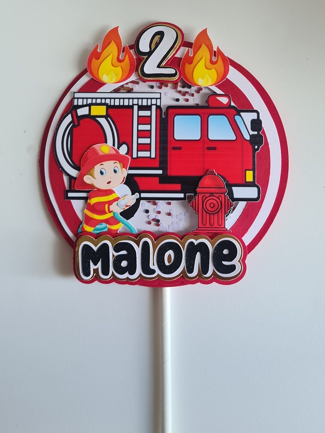Cake Topper Shaker Firefighter Sapper Hero Truck Birthday Cake ...