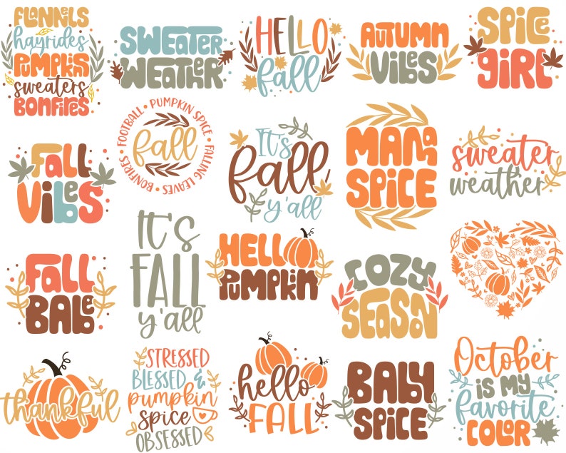 Retro Fall SVG Bundle Autumn Svg Thanksgiving Svg Fall Svg - Etsy