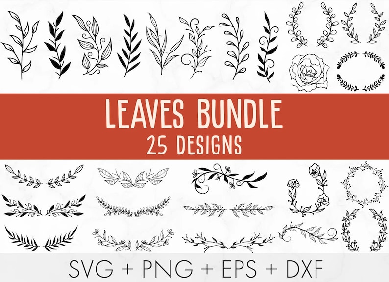 Leaves SVG Bundle, Hand Drawn Leaves SVG, Plant Svg, Paper Leaves, Leaf ...