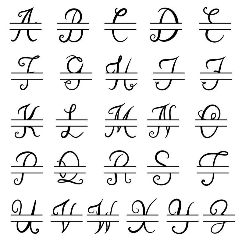 Split Monogram Alphabet SVG Split Monogram Frame Alphabet - Etsy
