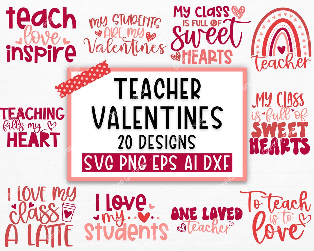 Teacher Valentine SVG Bundle, Teacher Life SVG, Love SVG, School Svg ...