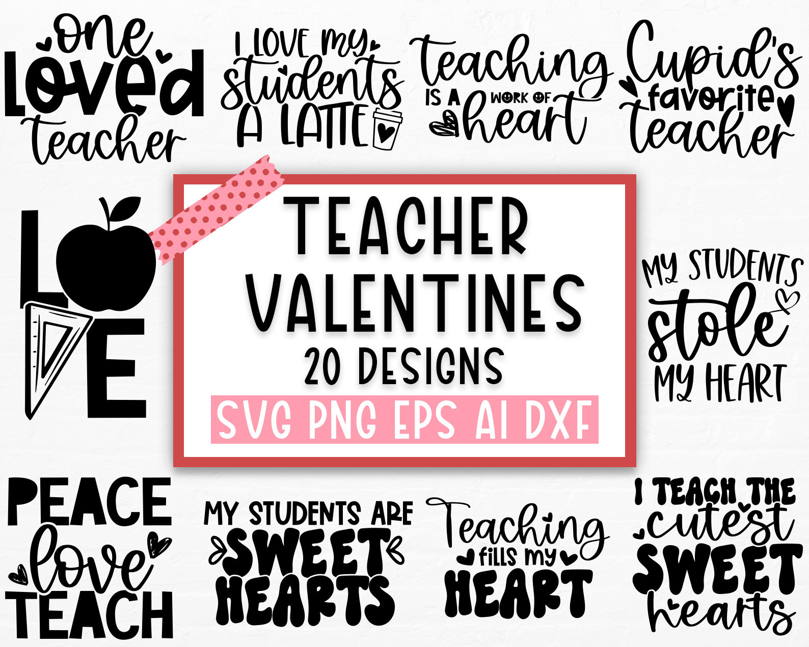 Teacher Valentine SVG Bundle Teacher Life SVG Love SVG - Etsy