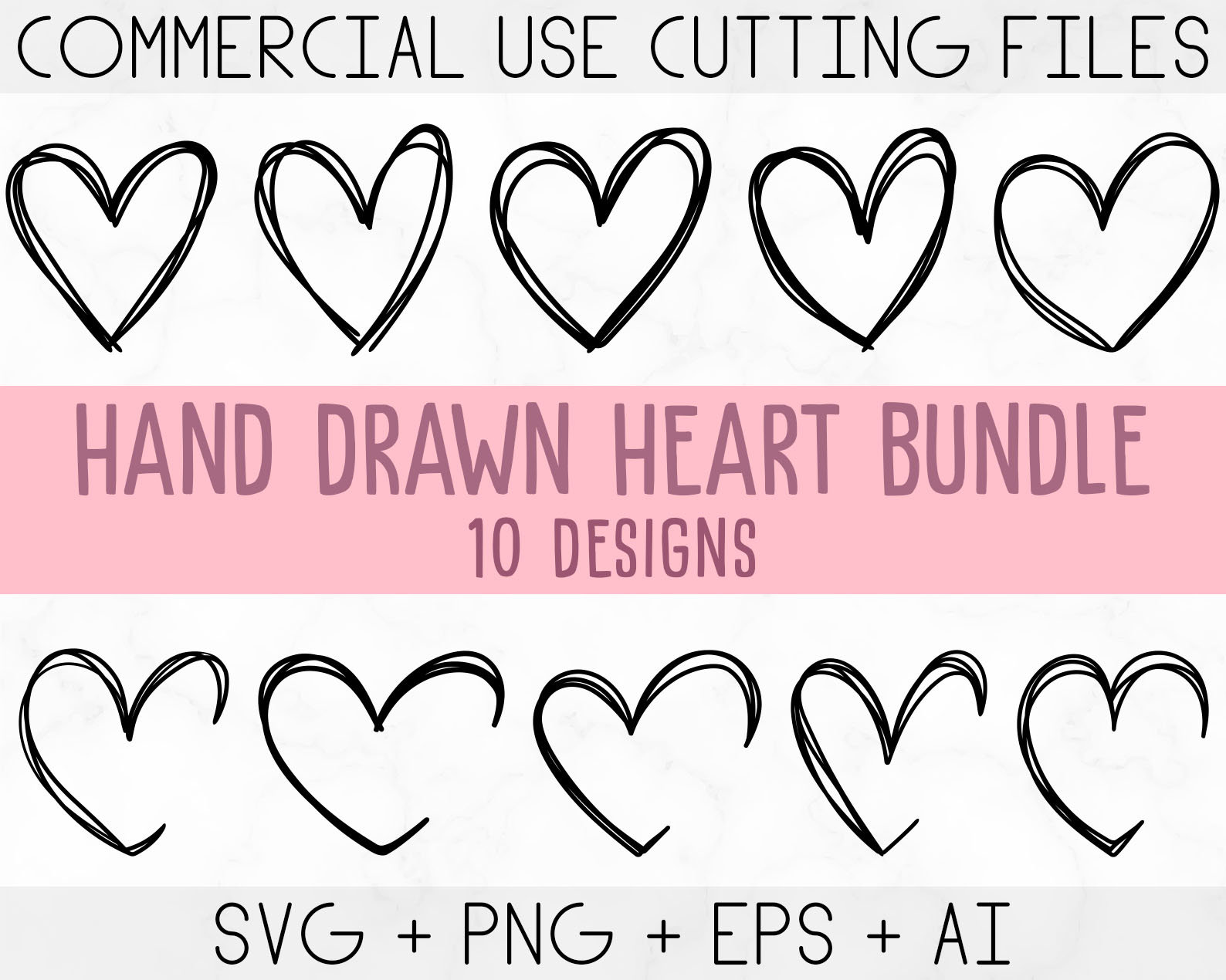 Heart Svg Bundle Hand Drawn Heart Svg Heart Svg Open Heart | Etsy