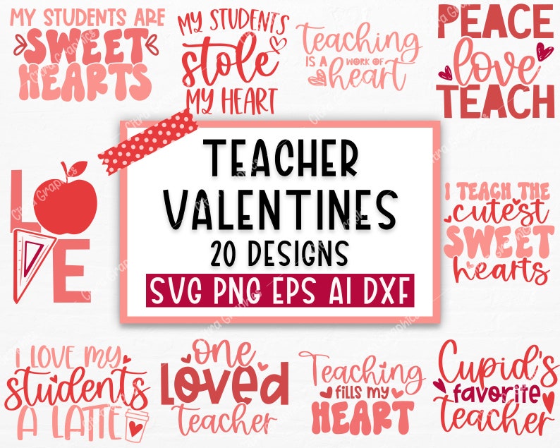 Teacher Valentine SVG Bundle, Teacher Life SVG, Love SVG, School Svg ...