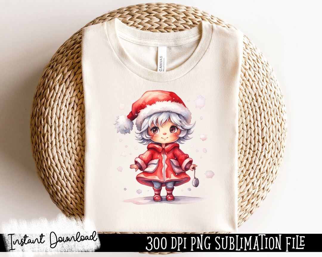 Christmas Mrs. Claus Chibi Christmas Sublimation PNG File Clipart, T ...