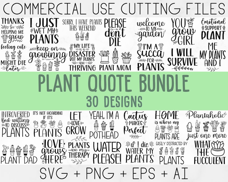 Plant Lover SVG Bundle Plant Svg Plant Quotes Svg | Etsy