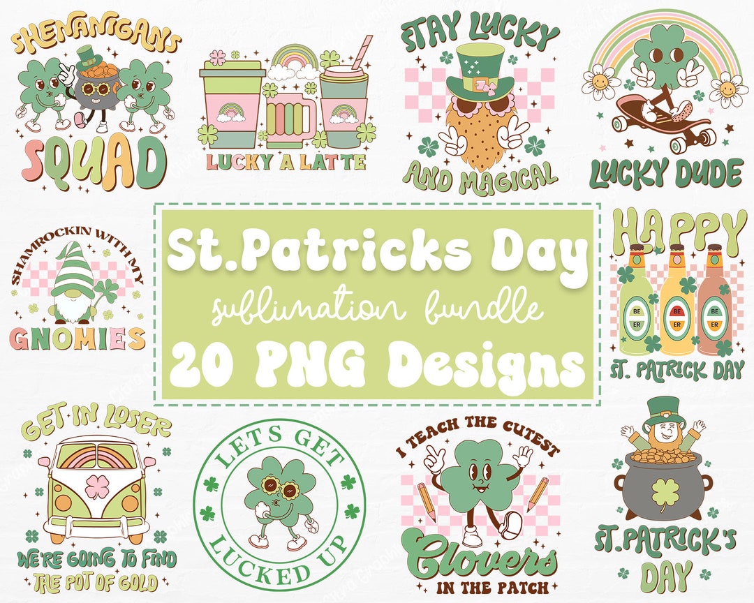 Retro St Patrick Png Bundle, Retro St Patrick Png Sublimation, Happy ...