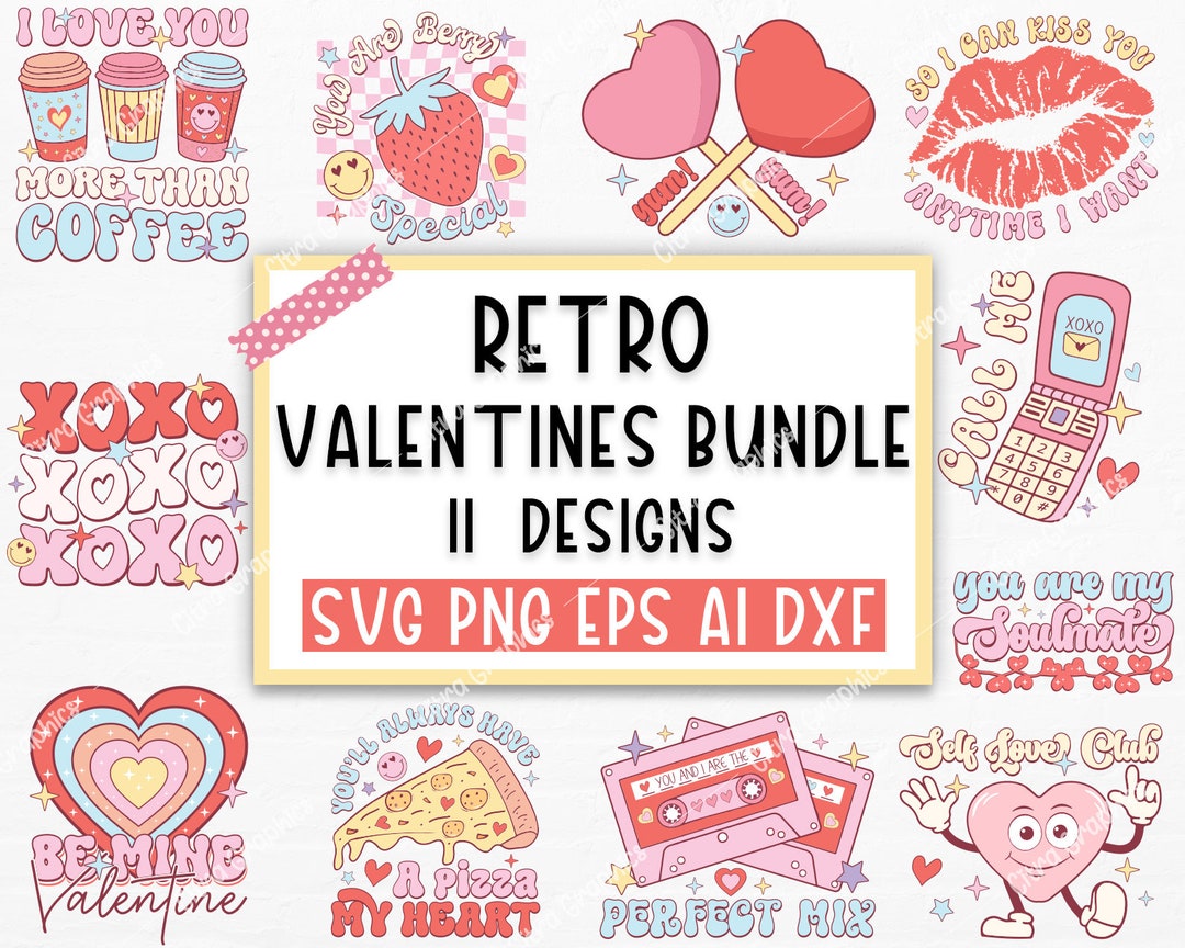 Retro Valentines SVG Bundle Sublimation, Valentines Day Svg Png, Retro ...