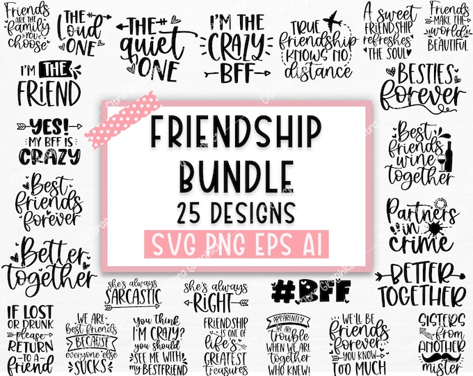 Friendship SVG Bundle, Svg Files for Cricut, Friendship Quotes Png ...