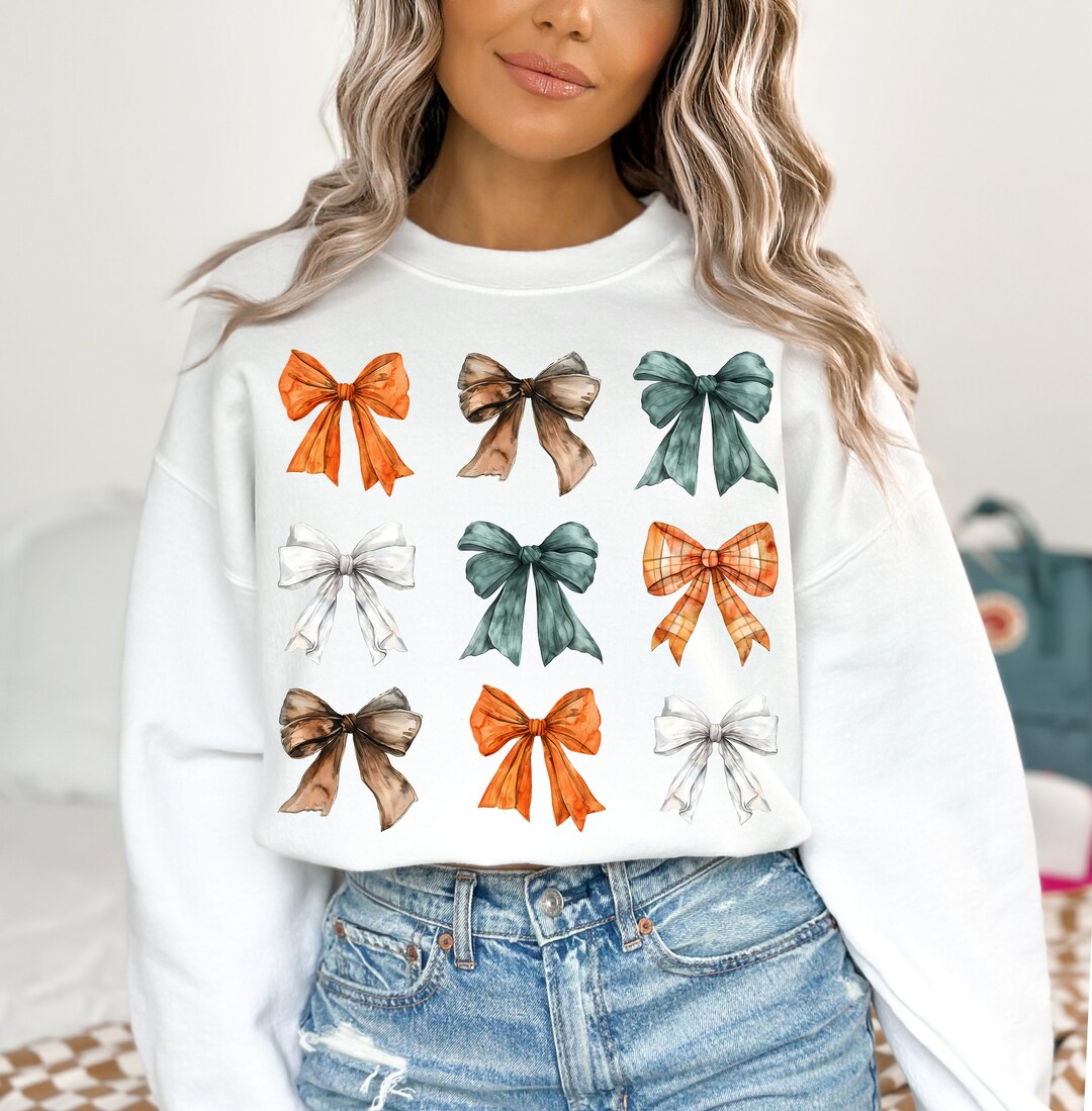 Retro Fall Bow Png, Fall Coquette Bow PNG, Fall Shirt Png, Autumn ...