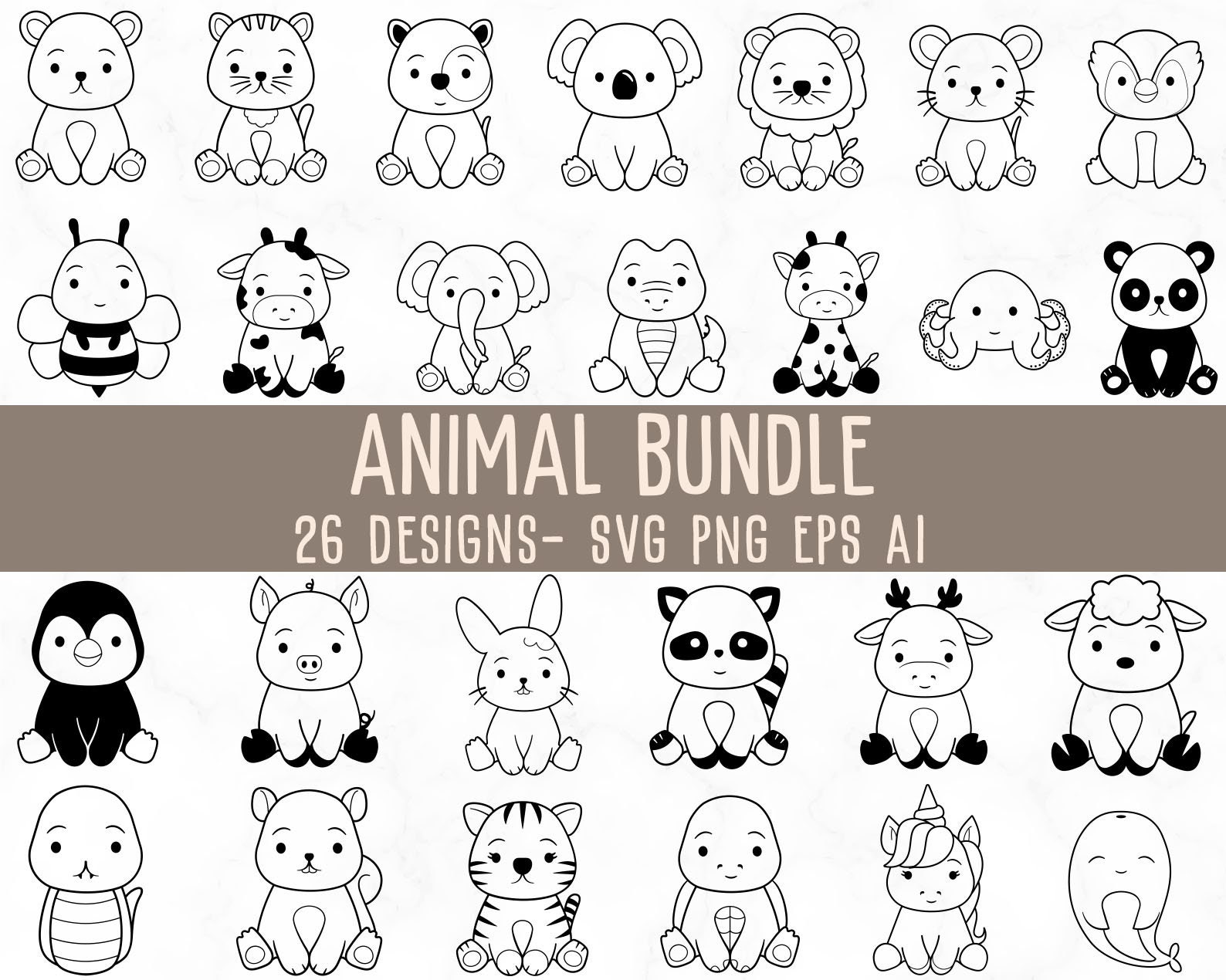 Animal Bundle SVG, Animal Hand Drawn Svg, Jungle Svg, Safari Animals ...