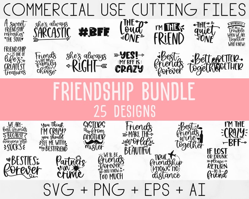 Friendship Svg Bundle, Friends Svg, Best Friends Svg, Friendship Svg ...