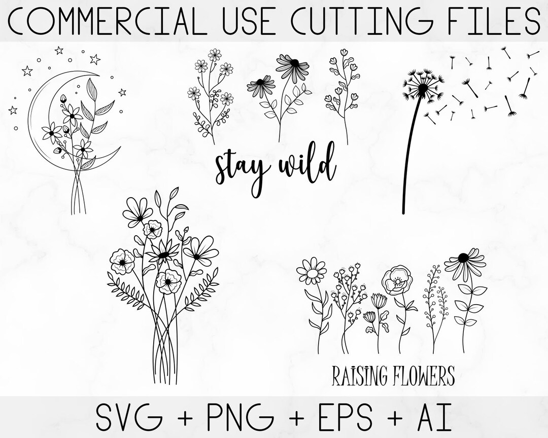 Wildflower Svg, Flower Svg, Floral Svg, Wildflower Svg Bundle ...