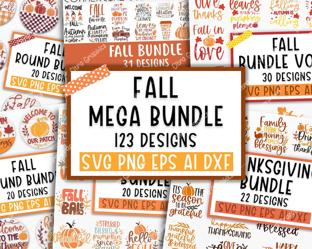 Retro Mega Bundle Fall Svg, Fall SVG Bundle, Autumn Svg, Thanksgiving ...