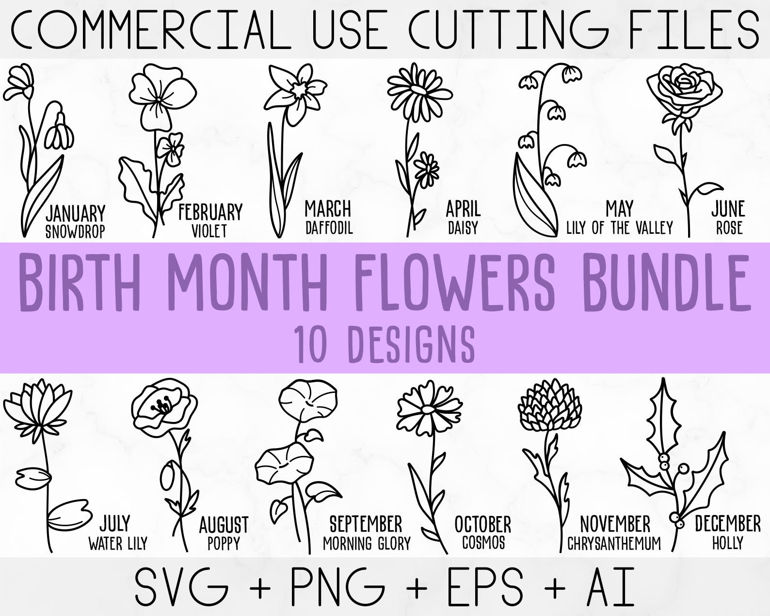Birth Month Flowers Svg Wildflower Svgbirthday Flower | Etsy