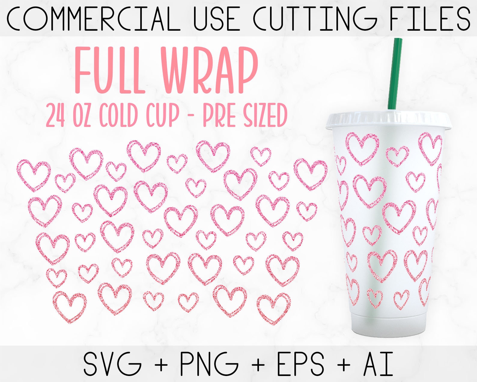 Hearts Wrap Svg, Cold Cup Svg, Full Wrap Svg, Full Wrap Svg, Hears Wrap ...