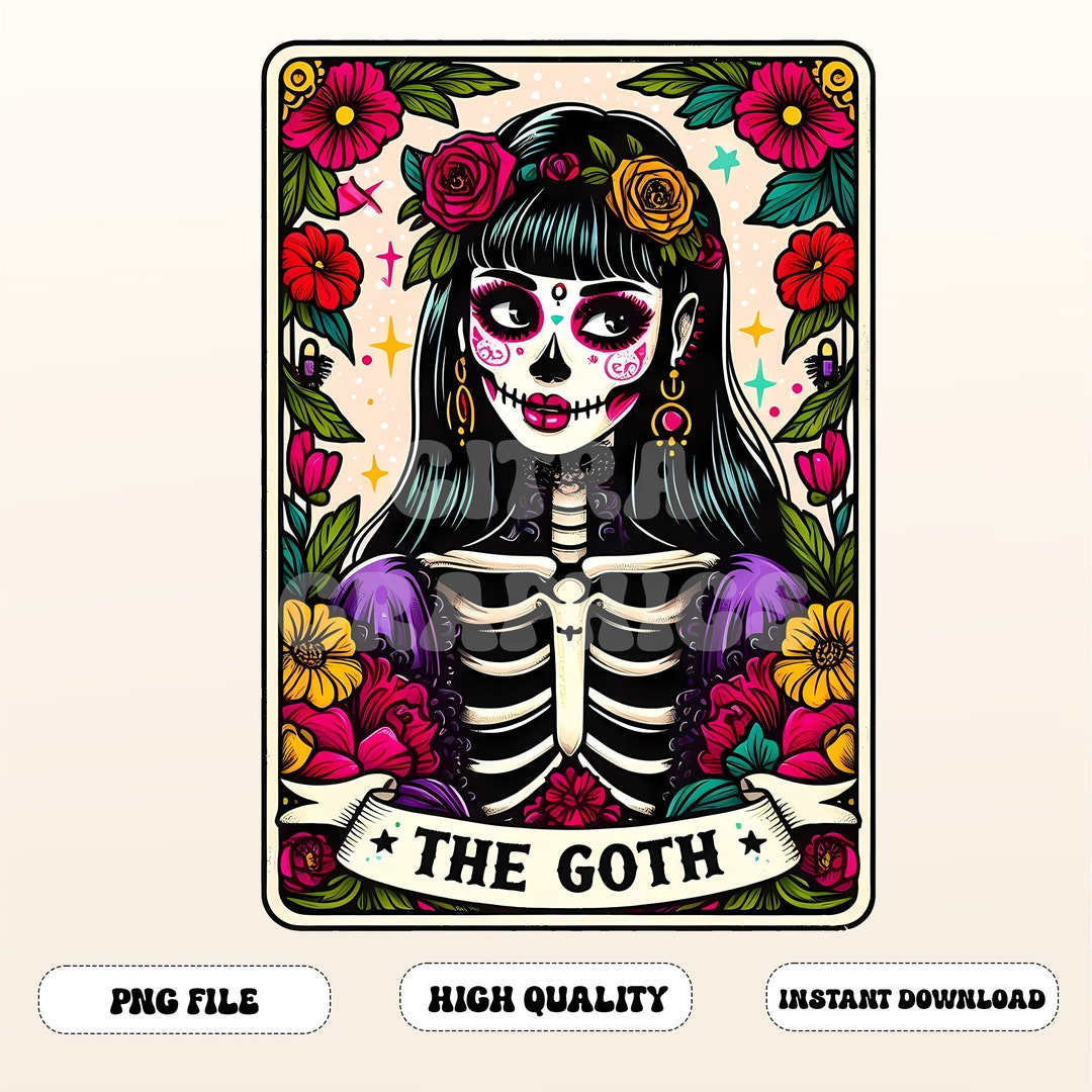 The Goth Funny Tarot Card PNG, Sarcastic Skeleton Skull Sublimation ...