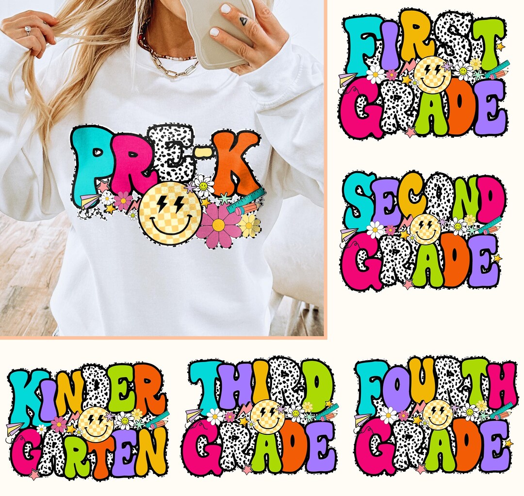Retro Back to School Bundle, School Bundle Png, Kindergarten, First Day ...