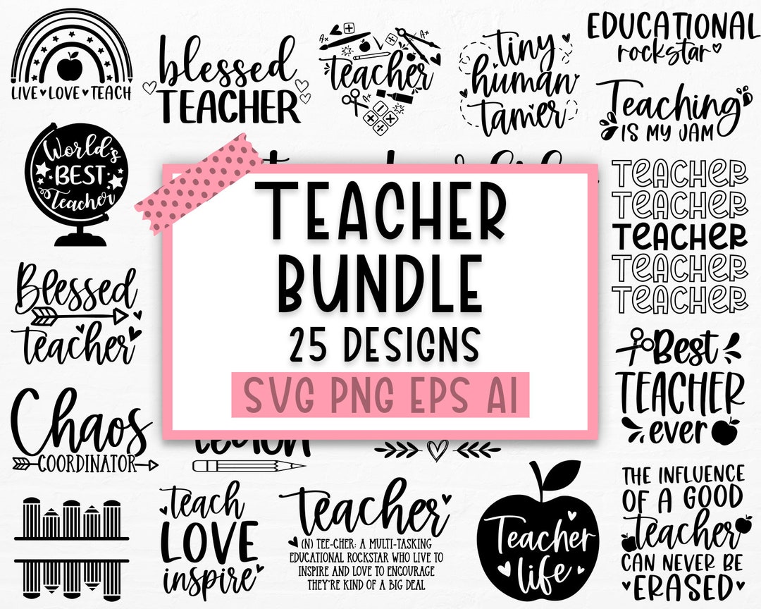 Teacher Svg Bundle, Teacher Quote Svg, School Svg, Teacher Life Svg ...