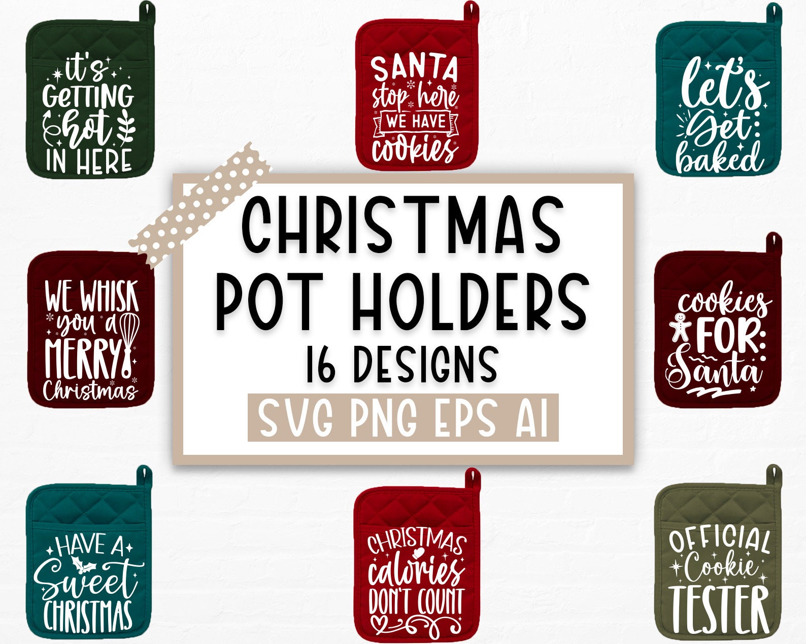 Christmas Pot Holder SVG Bundle Potholder Svg Christmas Svg - Etsy