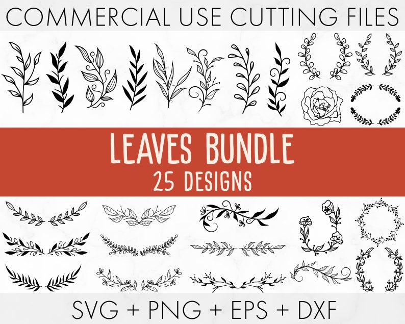 Leaves SVG Bundle Hand Drawn Leaves SVG Plant Svg Paper - Etsy