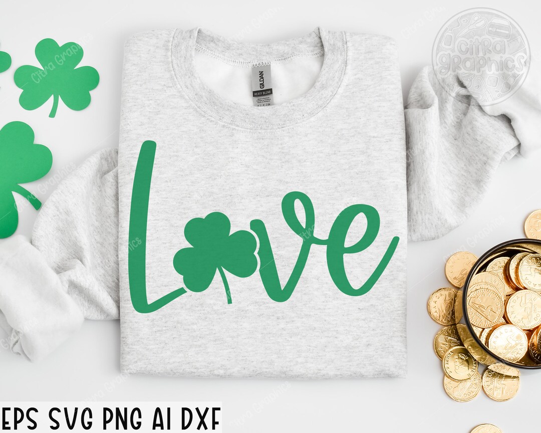 St Patricks Day Love SVG, Lucky SVG, Shamrock Heart SVG, Girls St ...