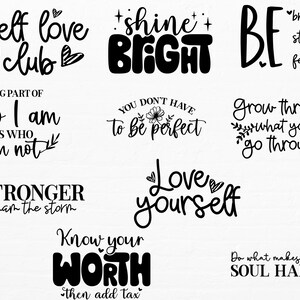 Self Love SVG Bundle, Inspirational Svg Bundle, Motivational Svg, Love ...