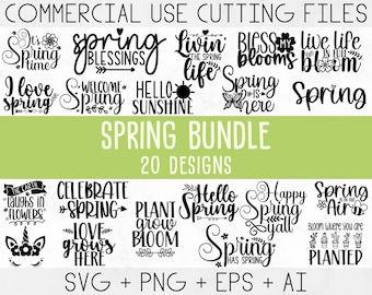 Spring Svg Bundle, Easter Svg, Welcome Spring Svg, Flower Svg, Spring ...