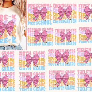 Retro Back to School Png Bundle, Coquette Bow Pencil Bundle Png ...