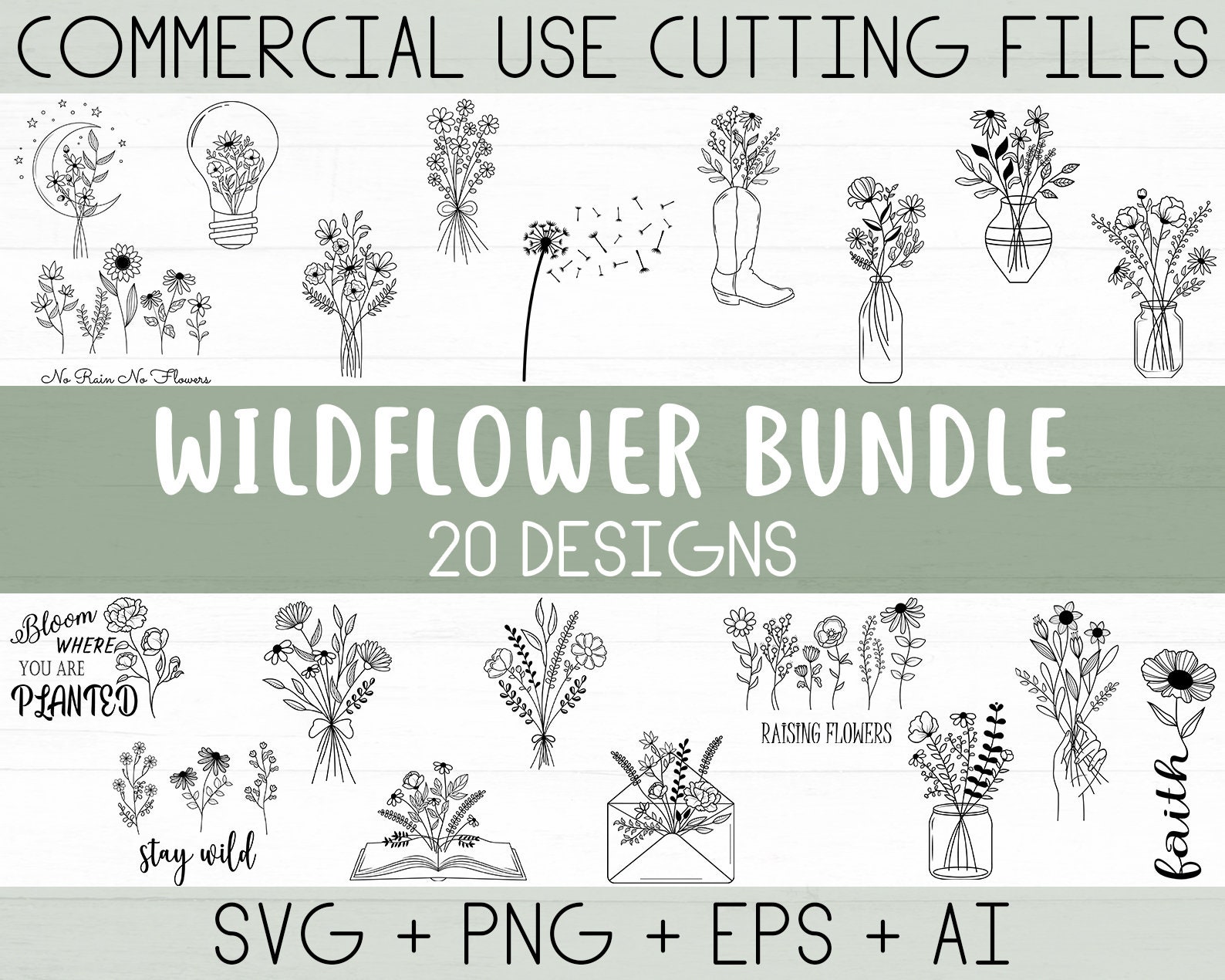 Wildflower Svg Flower Svg Floral Svg Wildflower Svg Bundle | Etsy